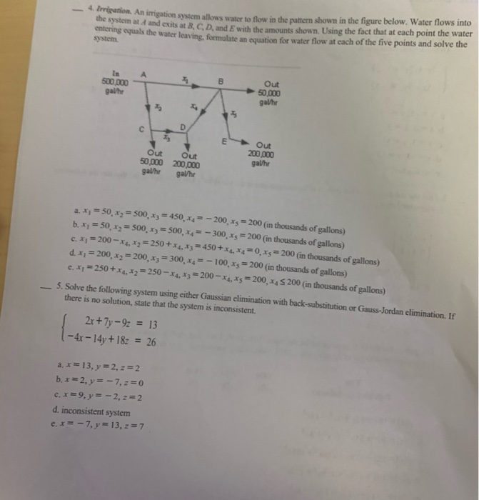 Solved 4. Irrigation. An irrigation system allows water to | Chegg.com