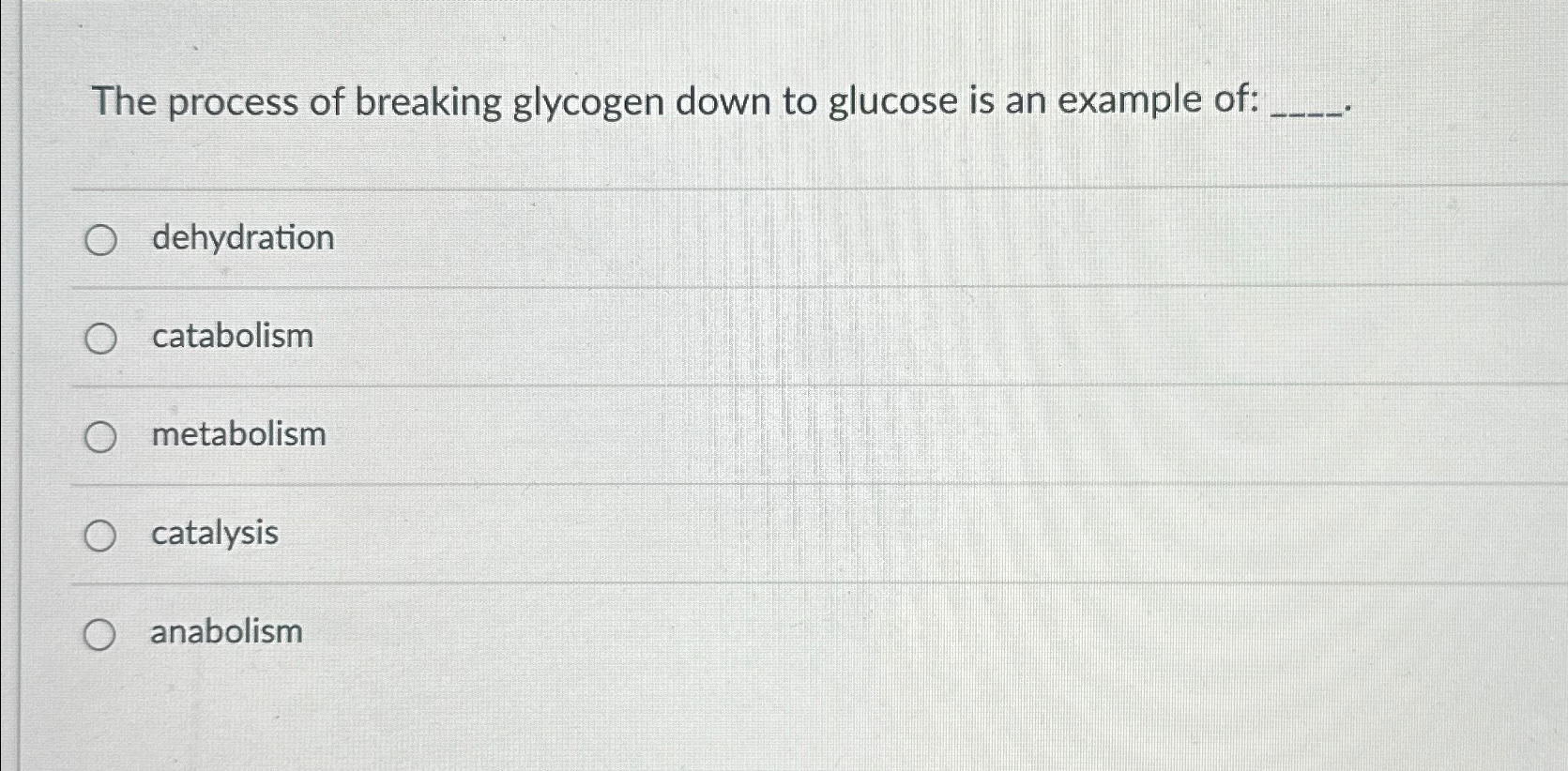 Solved The process of breaking glycogen down to glucose is | Chegg.com