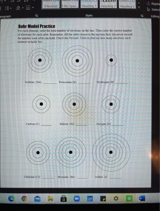Solved Bohr Model Practice How we are endwa Real LE Check | Chegg.com
