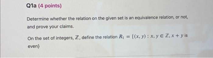 Solved Determine whether the relation on the given set is an | Chegg.com