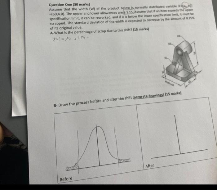 Solved Question One (30 marks) Assume that the width (W) of | Chegg.com