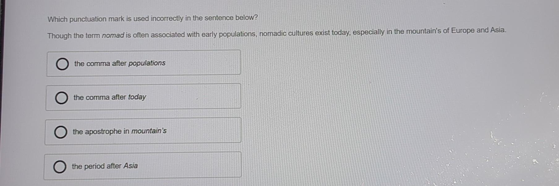 Solved Which punctuation mark is used incorrectly in the | Chegg.com