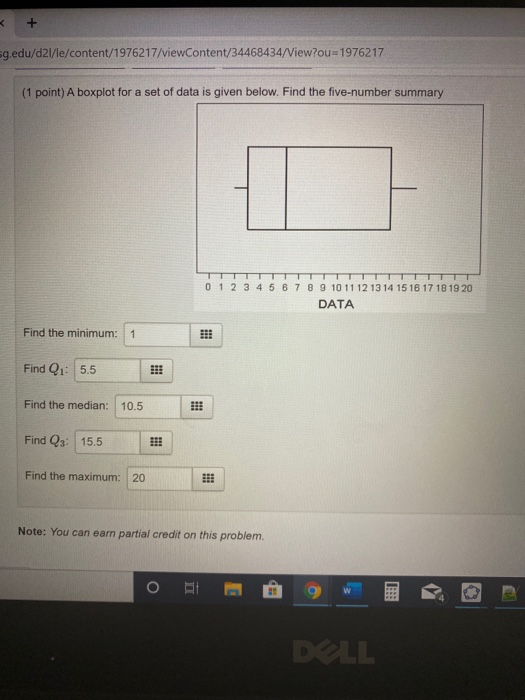 Solved The answer above is NOT correct. (1 point) A boxplot | Chegg.com
