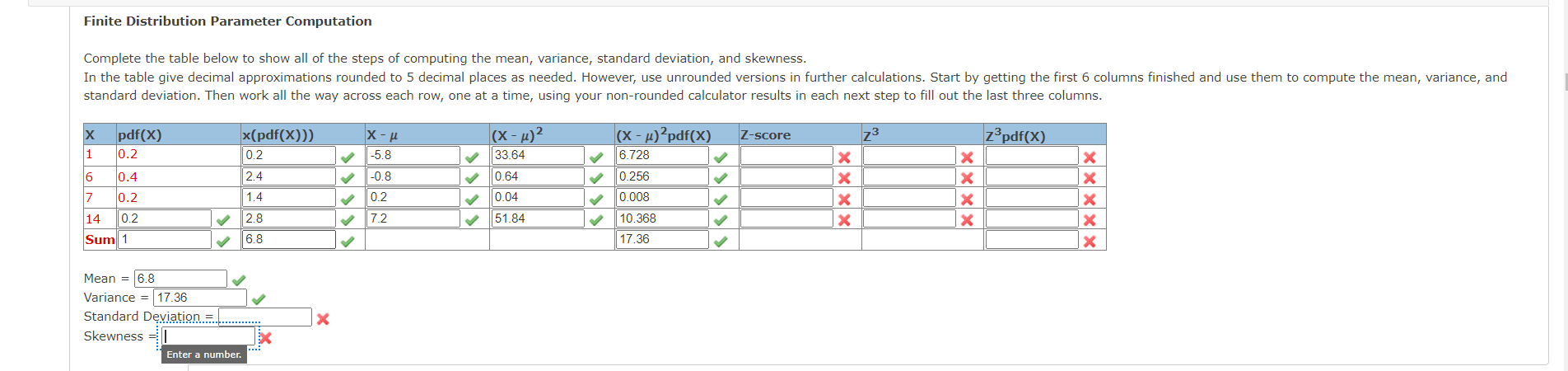 Solved Finite Distribution Parameter Computationcomplete The