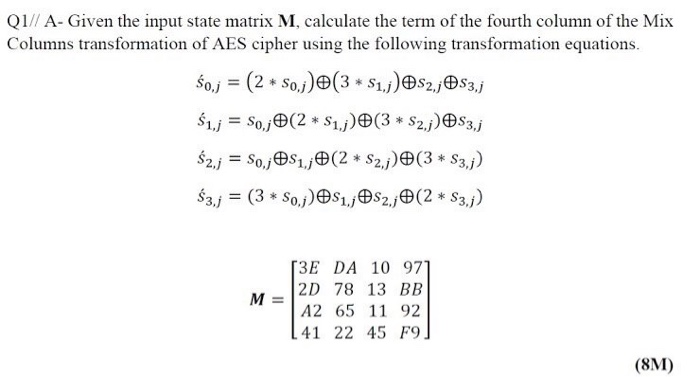 Solved Q1// A-Given the input state matrix M, calculate the | Chegg.com