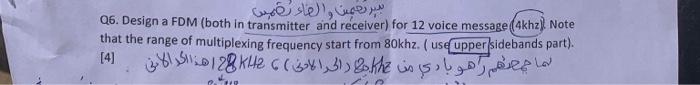 Solved Q6. Design a FDM (both in transmitter and receiver) | Chegg.com