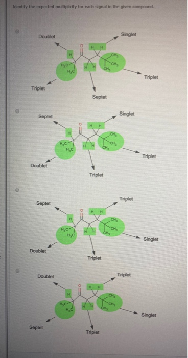 Solved Identify the expected multiplicity for each signal in | Chegg.com