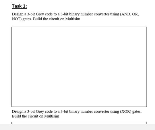 Solved Task 1: Design a 3-bit Grey code to a 3-bit binary | Chegg.com