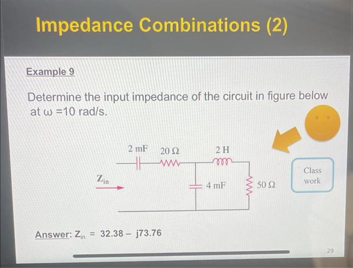 Solved Impedance Combinations (2) Example 9 Determine the | Chegg.com
