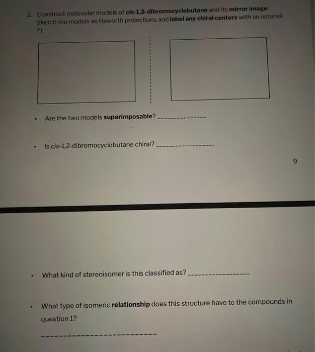 Solved 2. Construct molecular models of | Chegg.com