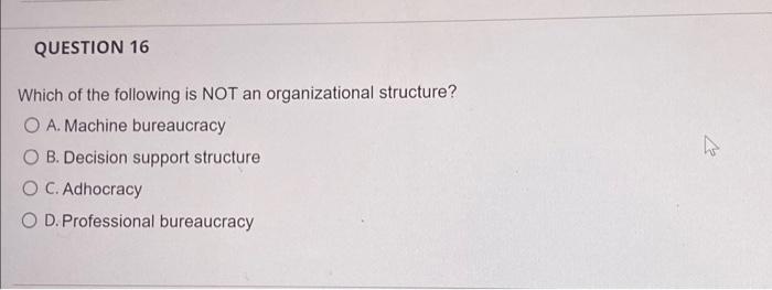 Solved Which of the following is NOT an organizational | Chegg.com