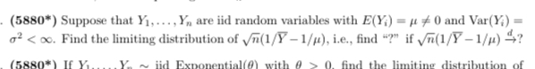 Solved (5880*) ﻿Suppose that Y1,dots,Yn ﻿are iid random | Chegg.com