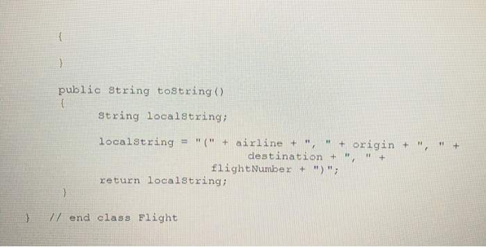 Solved Design and implement a class called Flight that | Chegg.com