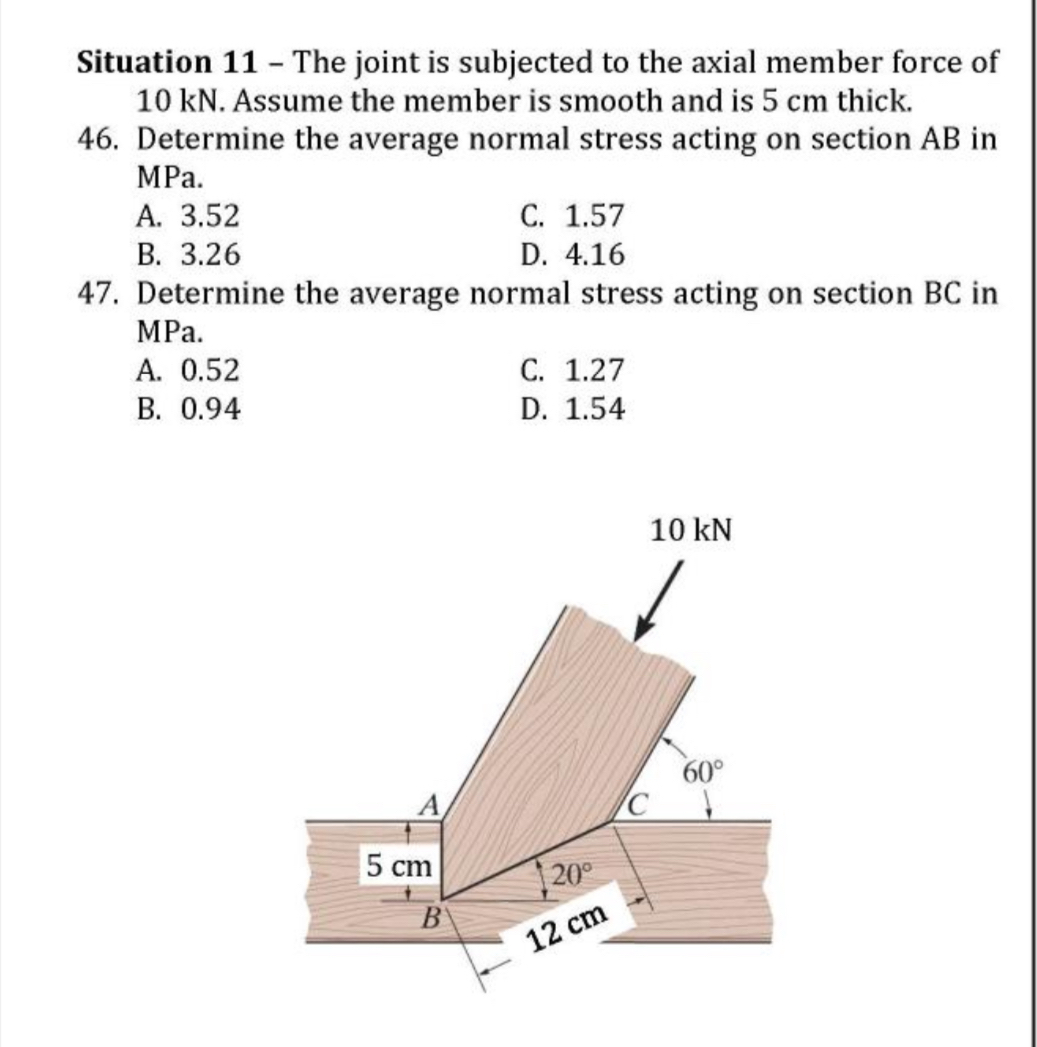Situation 11 - ﻿The joint is subjected to the axial | Chegg.com