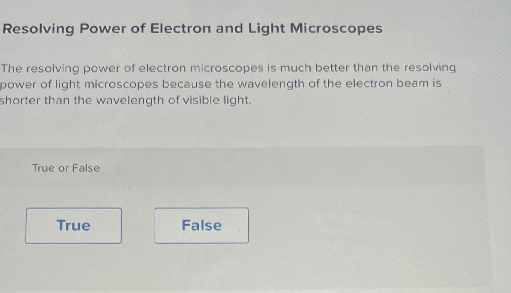 Solved Resolving Power of Electron and Light MicroscopesThe | Chegg.com