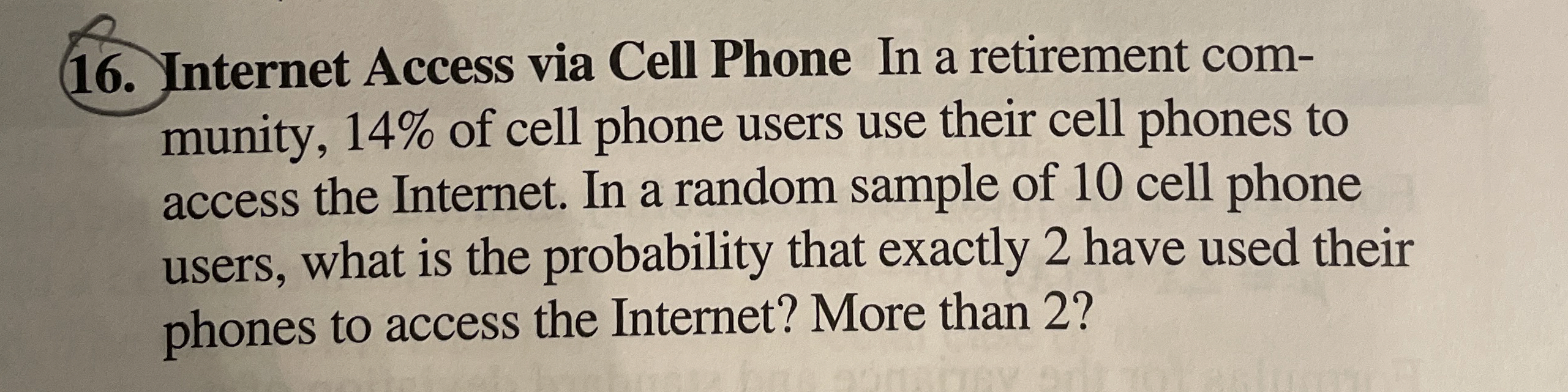Solved Internet Access via Cell Phone In a retirement | Chegg.com