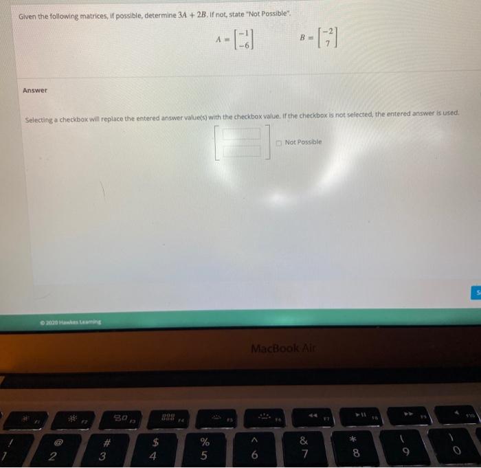 Solved Given the following matrices, if possible, determine | Chegg.com