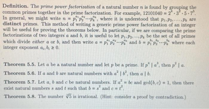 Solved Definition. The prime power factorization of a | Chegg.com