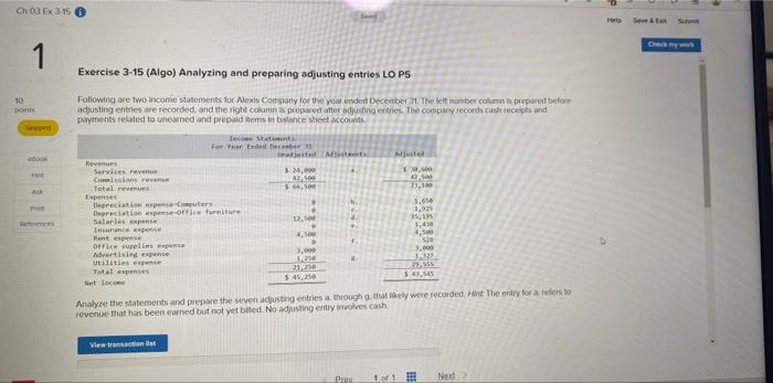 Solved Exercise 3-15 (Algo) Analyzing and preparing | Chegg.com