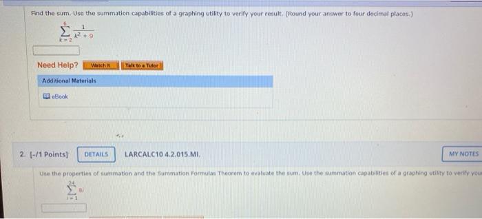 Solved Find the sum. Use the summation capabilities of a | Chegg.com