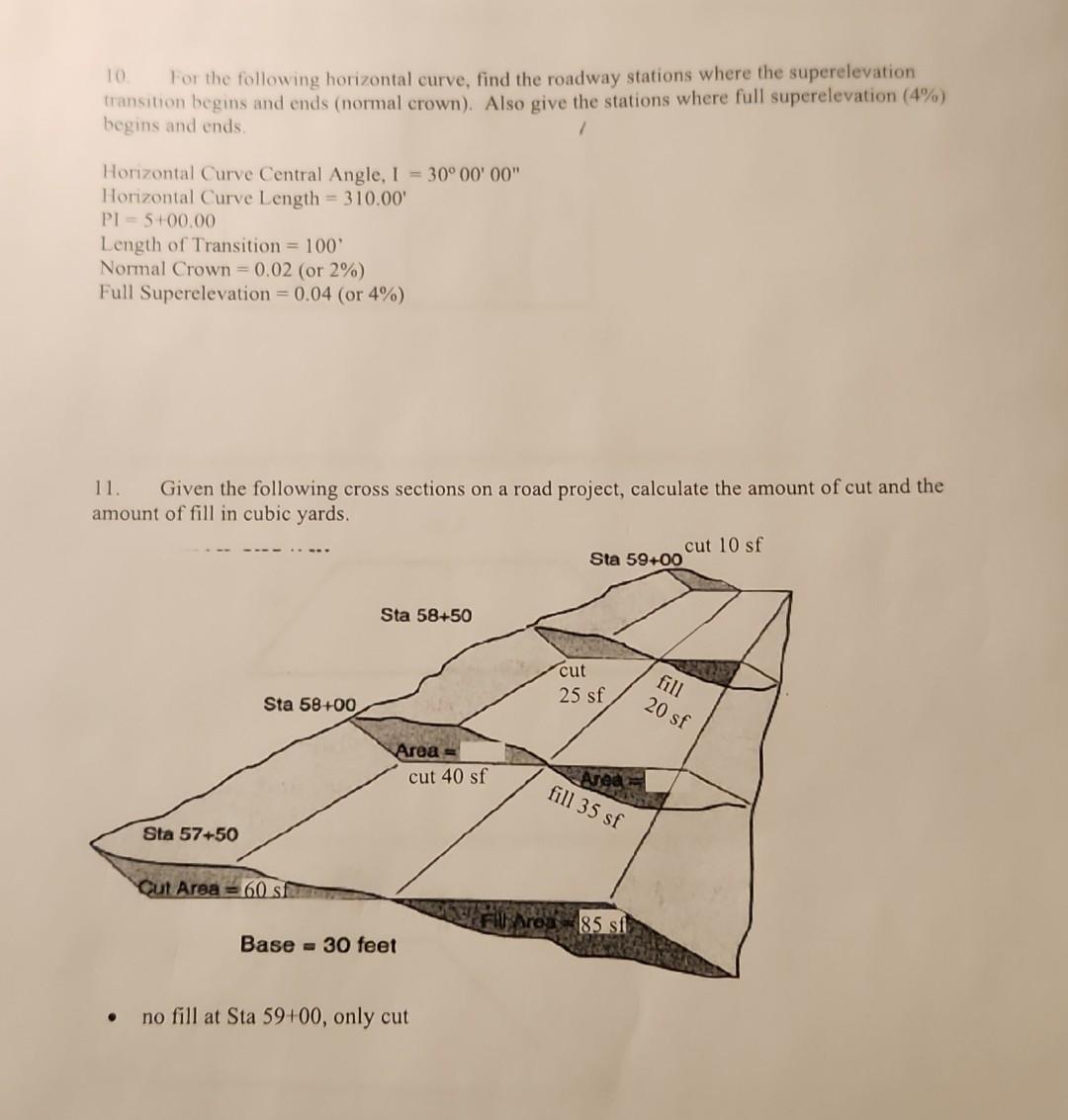 Solved 10. For the following horizontal curve, find the | Chegg.com