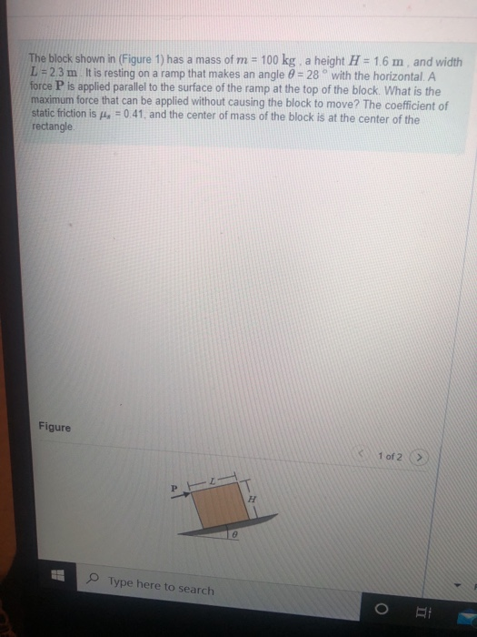 Solved The block shown in (Figure 1) has a mass of m= 100 kg | Chegg.com
