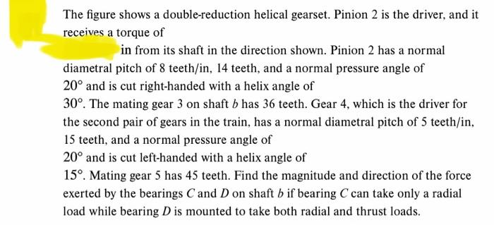 Solved The figure shows a double-reduction helical gearset. | Chegg.com