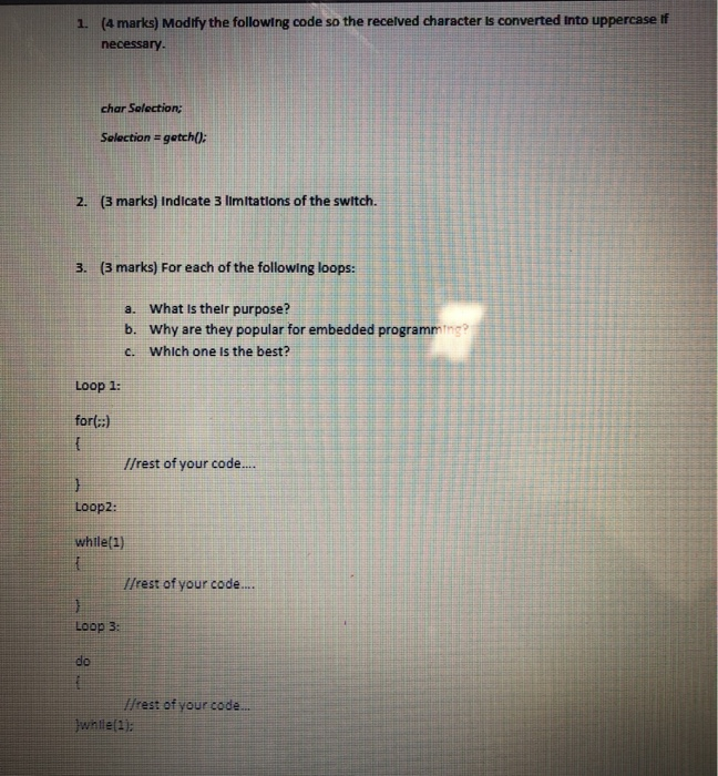 Solved 1. (4 marks) Modify the following code so the | Chegg.com