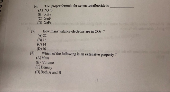 Solved [6] The proper formula for xenon tetrafluoride is (A) | Chegg.com