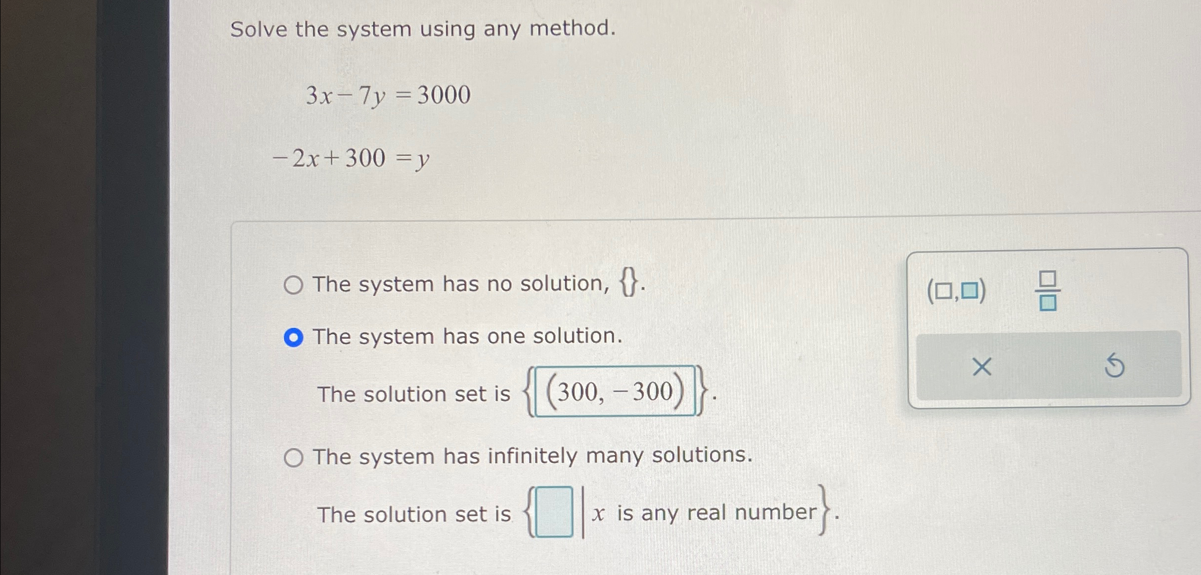 Solved Solve the system using any | Chegg.com