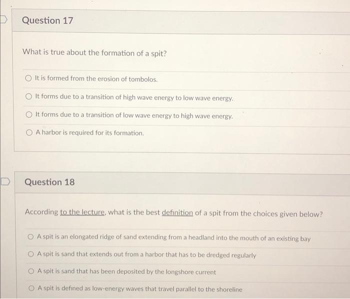 Solved What is true about the formation of a spit? It is | Chegg.com
