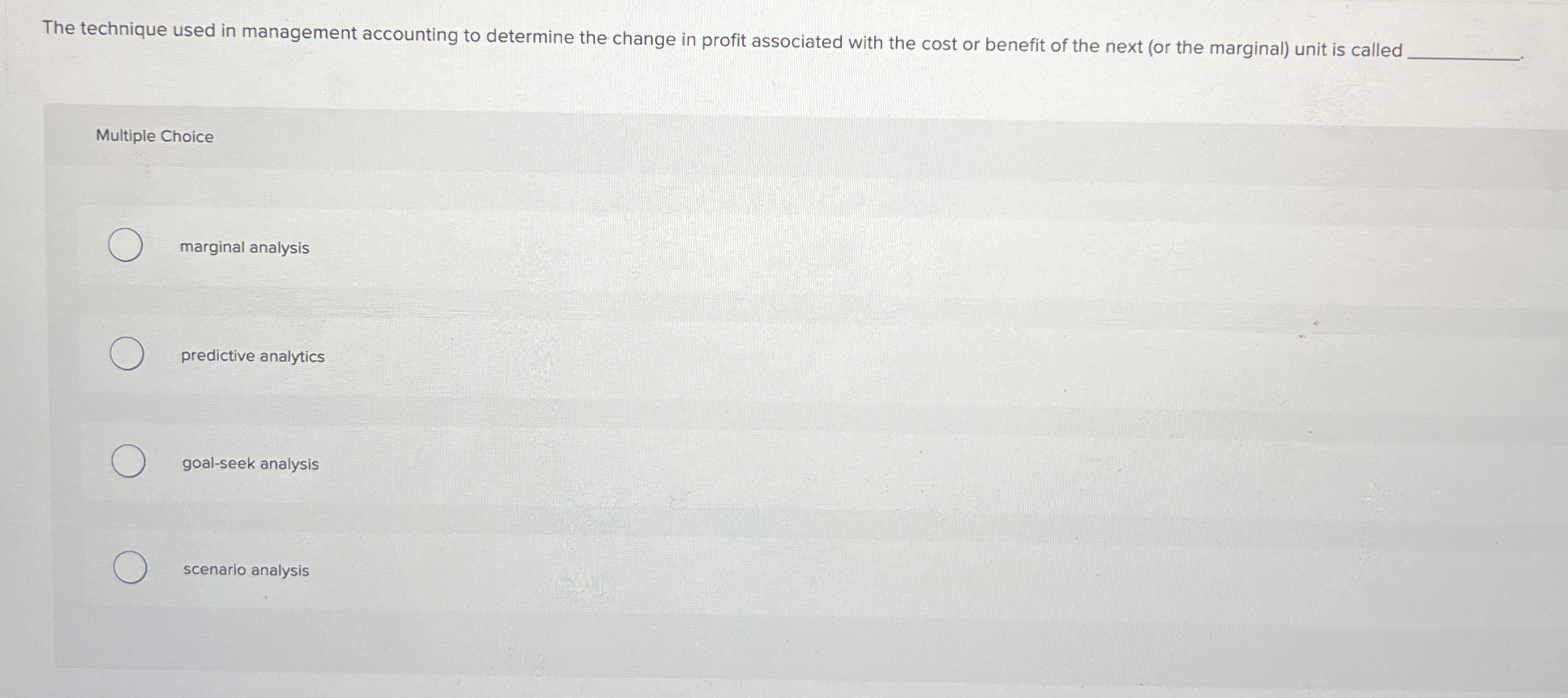 Solved The technique used in management accounting to | Chegg.com