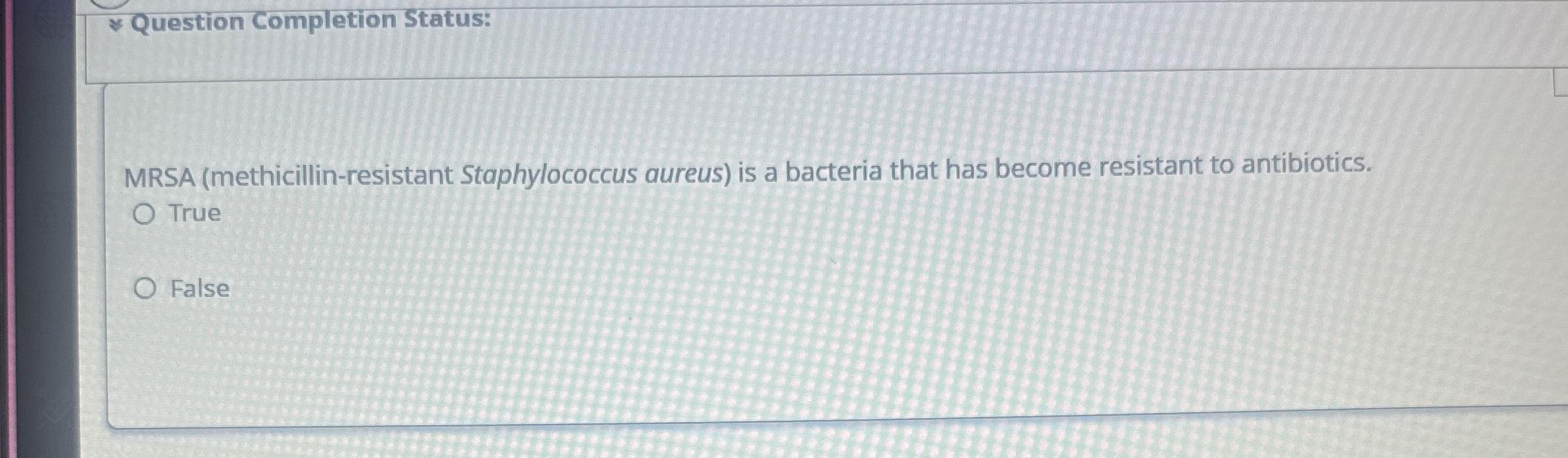 Solved Question Completion Status:MRSA | Chegg.com