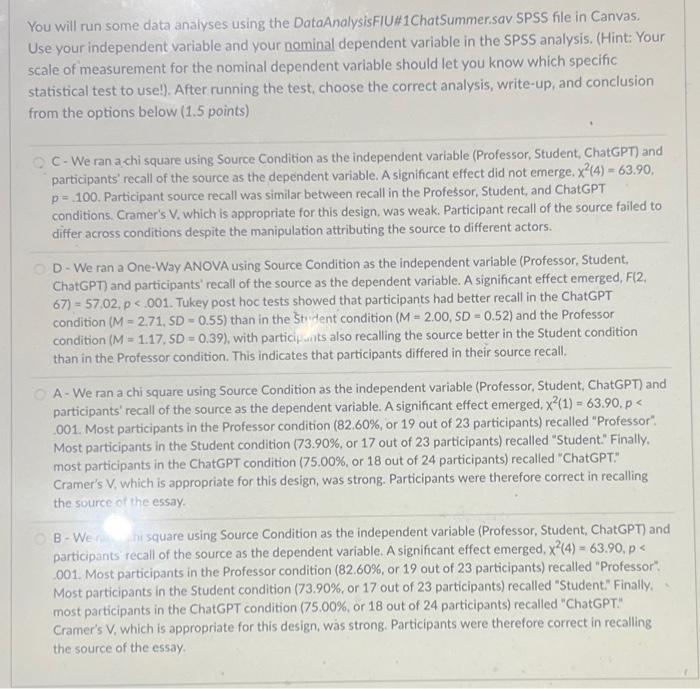 Solved You will run some data analyses using the | Chegg.com