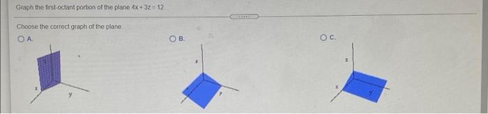 Solved Graph the first-octant portion of the plane 4x + 3z = | Chegg.com