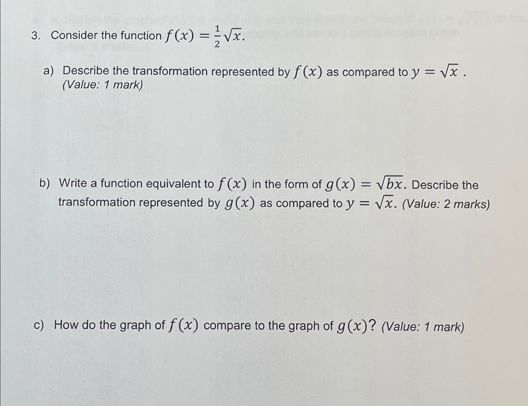 Solved Consider the function f(x)=12x2.a) ﻿Describe the | Chegg.com