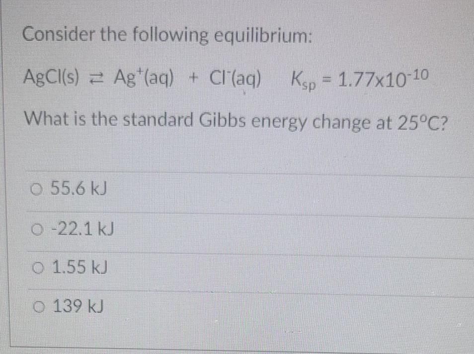 Solved Consider the following equilibrium: AgCl(s) = Ag" | Chegg.com