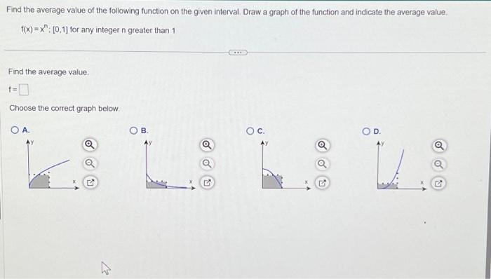 Solved Find the average value of the following function on | Chegg.com
