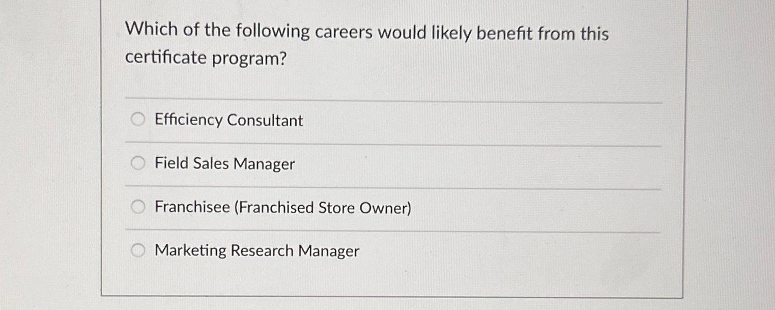 Solved Which of the following careers would likely benefit | Chegg.com