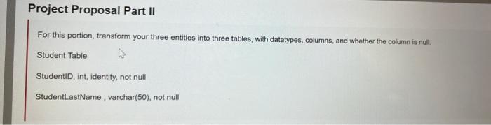 Solved For this portion, transform your three entities into | Chegg.com