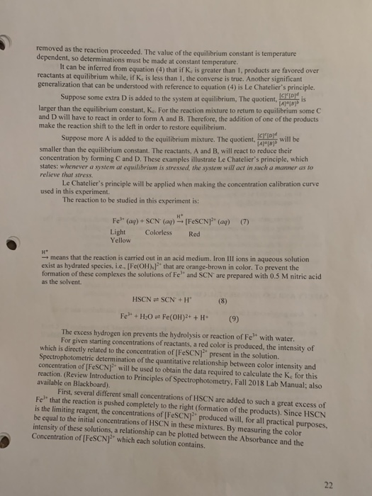 determination of an Equilibrium Constant lab reporti | Chegg.com