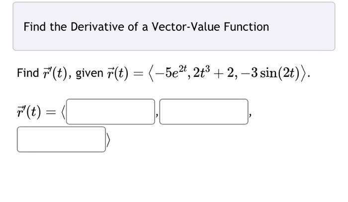 Solved Find the Derivative of a Vector-Value Function Find | Chegg.com