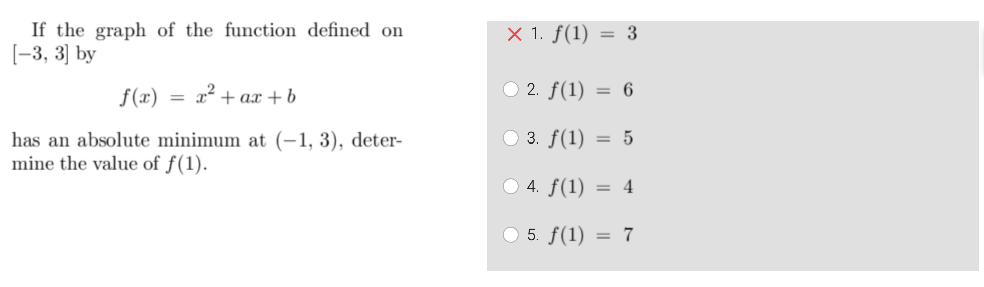 Solved If the graph of the function defined on-3,3 | Chegg.com