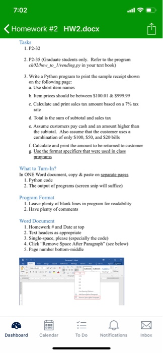 Solved 7:02 Homework #2 HW2.docx Tasks 1. P2-32 2. P2-35 | Chegg.com