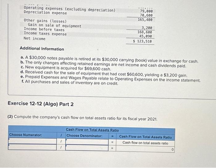 Solved Required information Exercise 12-12 (Algo) Indirect: | Chegg.com