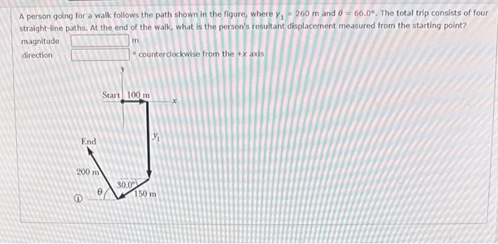 Solved A person going for a walk follows the path shown in | Chegg.com