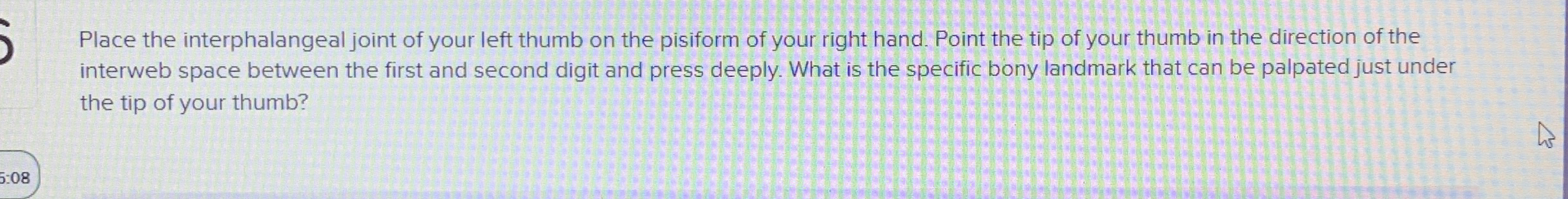 Place the interphalangeal joint of your left thumb on | Chegg.com