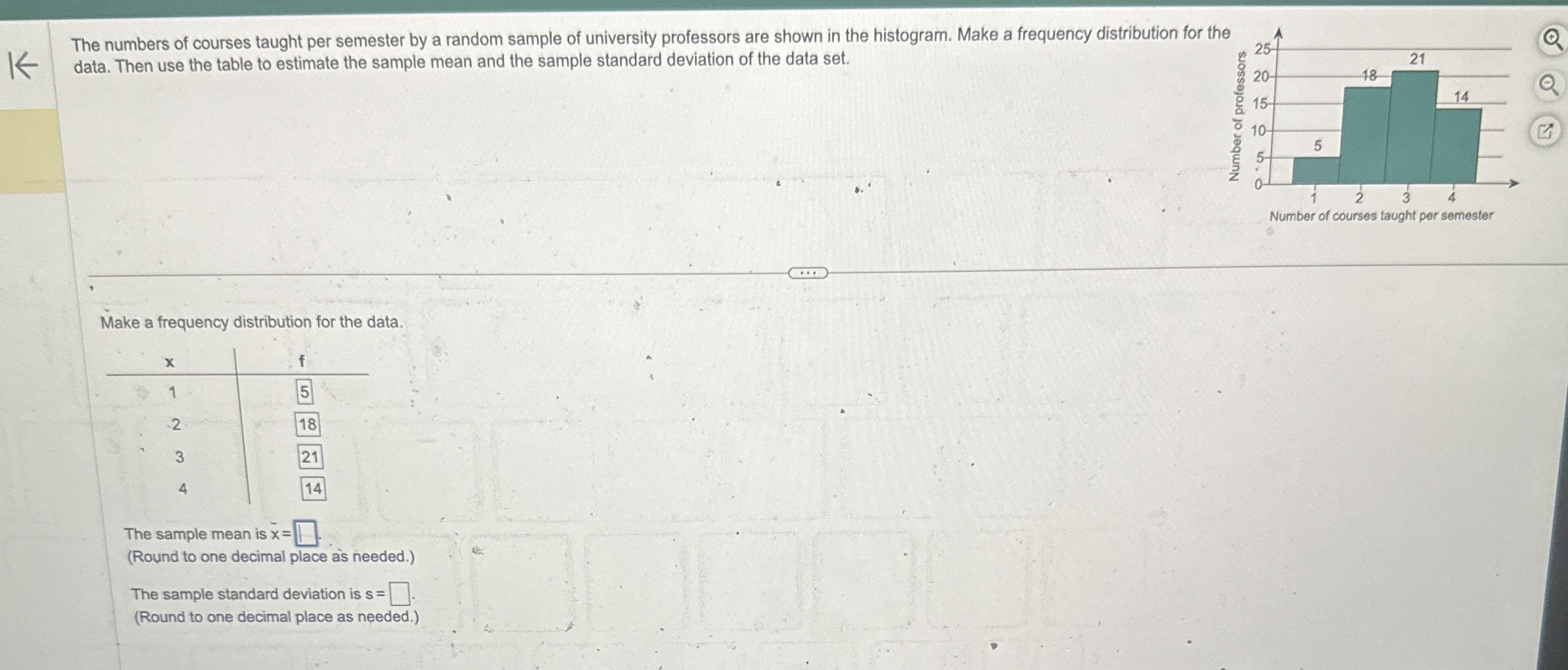 Solved The numbers of courses taught per semester by a | Chegg.com