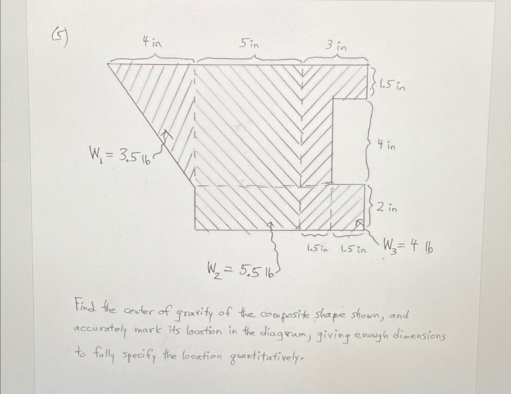 Solved (5)Find the center of gravity of the composite shape | Chegg.com