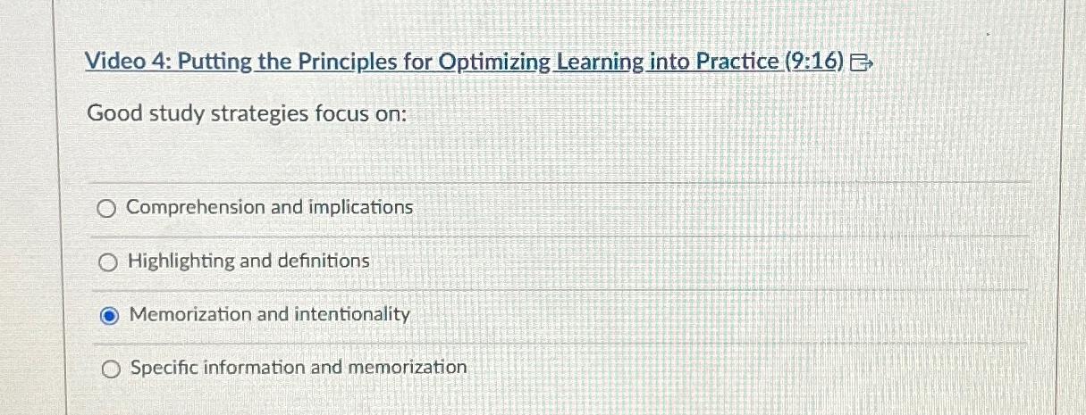 Solved Video 4: Putting the Principles for Optimizing | Chegg.com